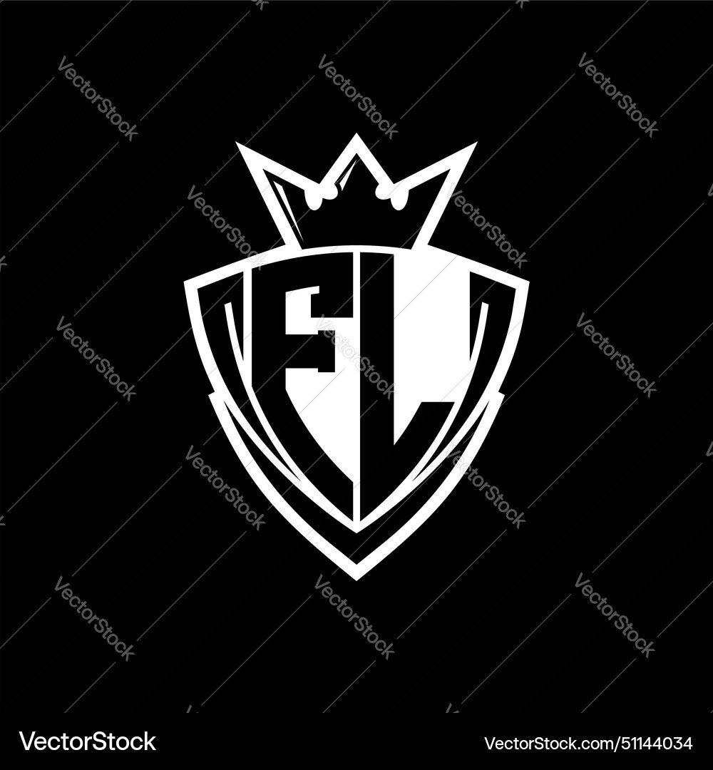 Fl letter logo with sharp triangle shield shape Vector Image