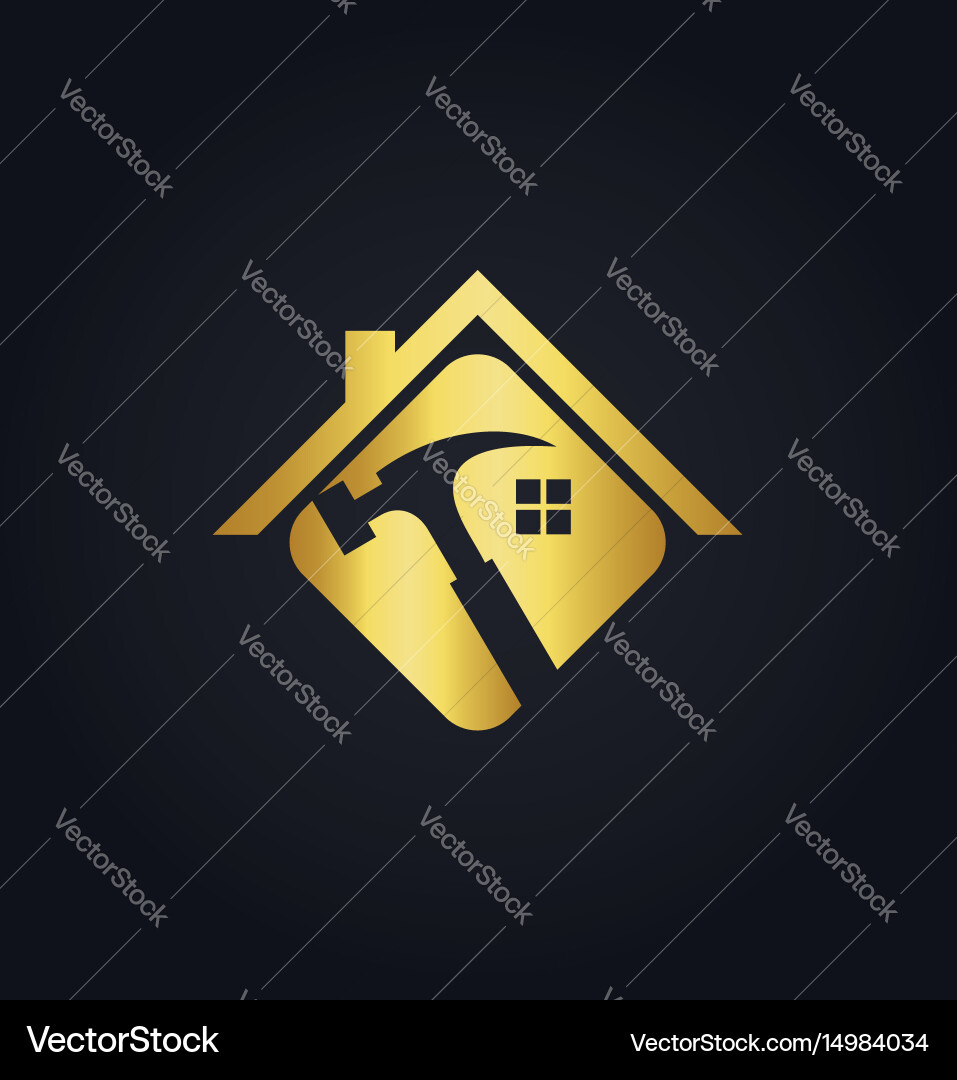 Home renovation tool gold logo Royalty Free Vector Image