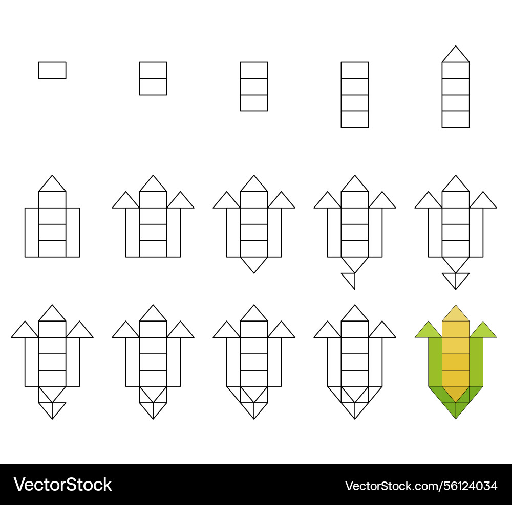 How to draw step by step worksheet Royalty Free Vector Image