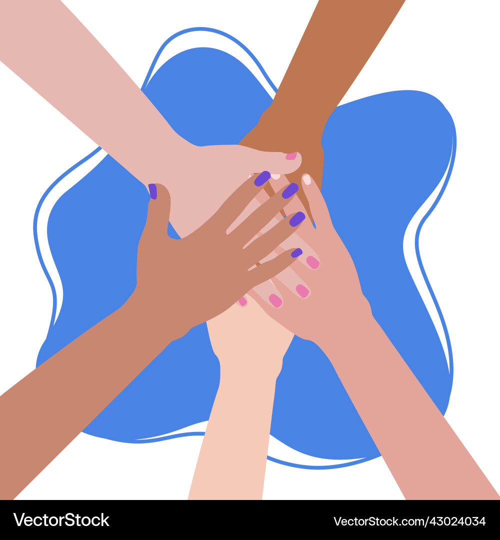 People putting their hands together unity Vector Image