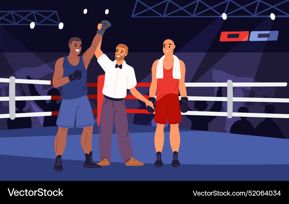 Professional boxers referee announces winner Vector Image