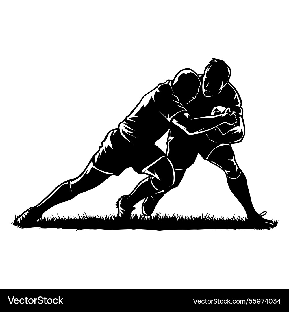 Rugby tackle silhouette Royalty Free Vector Image