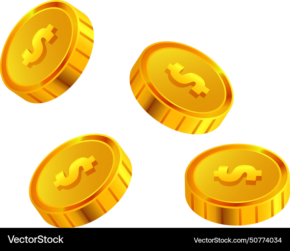 Scattered golden coins Royalty Free Vector Image