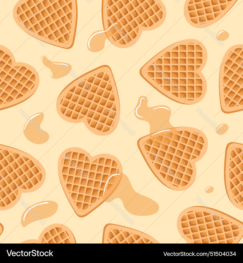 Seamless pattern of waffle hearts maple syrup Vector Image