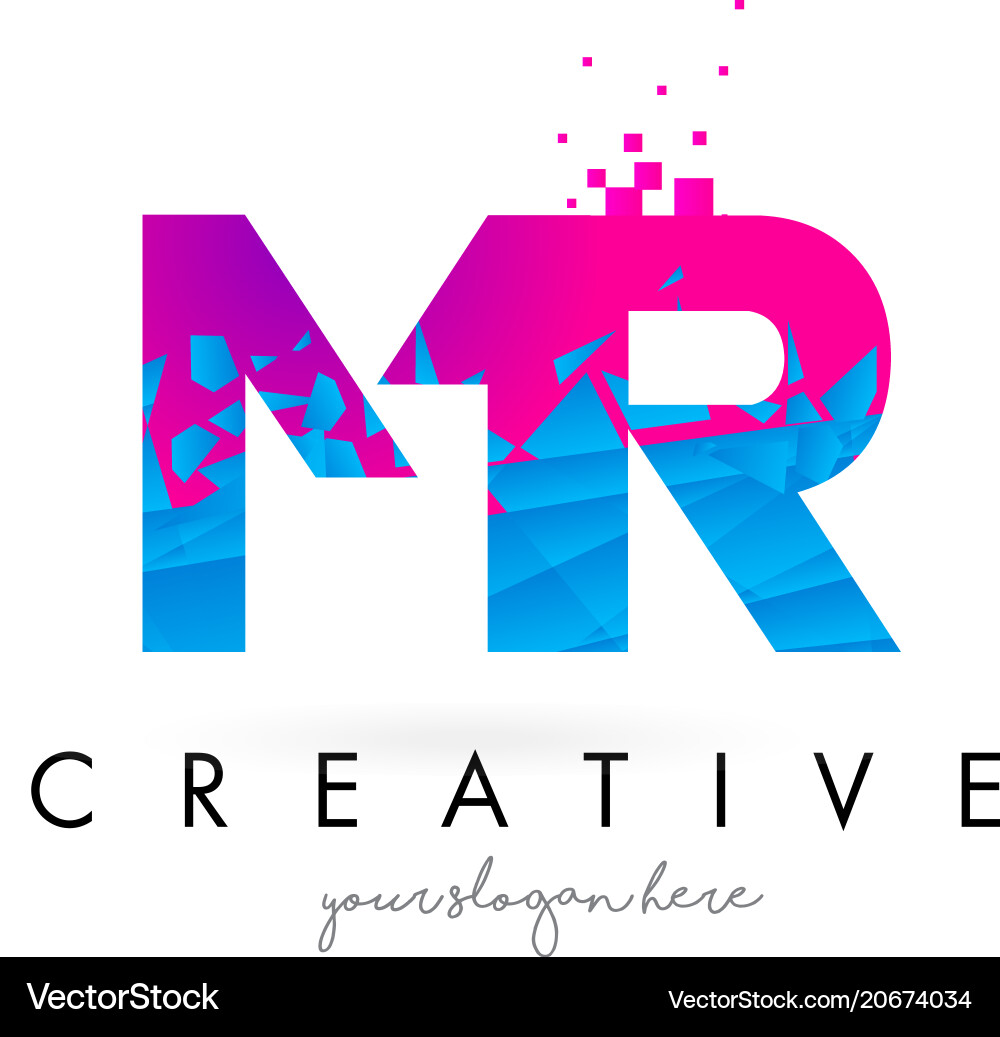 Shattered Blue Letter Logo Royalty Free Vector Image