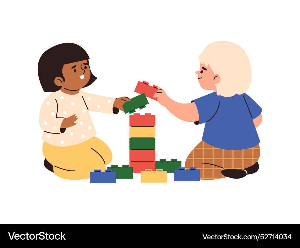 Showing children assembling Royalty Free Vector Image
