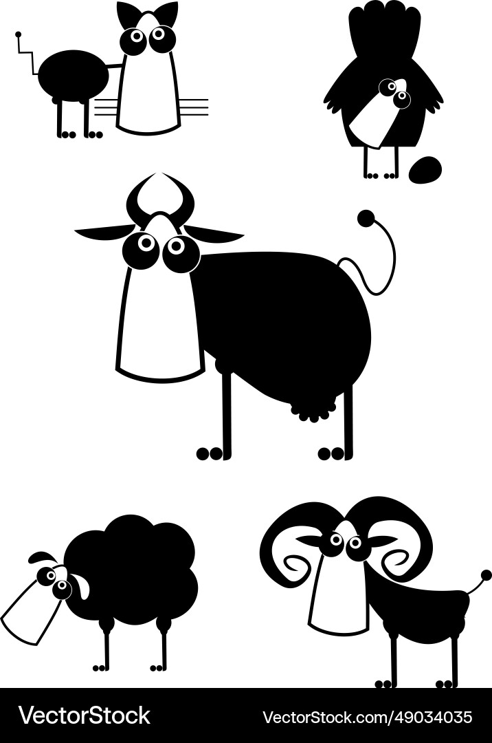 Cartoon farm animal set for design Royalty Free Vector Image