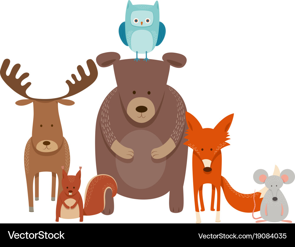 Cute cartoon animal characters group Royalty Free Vector