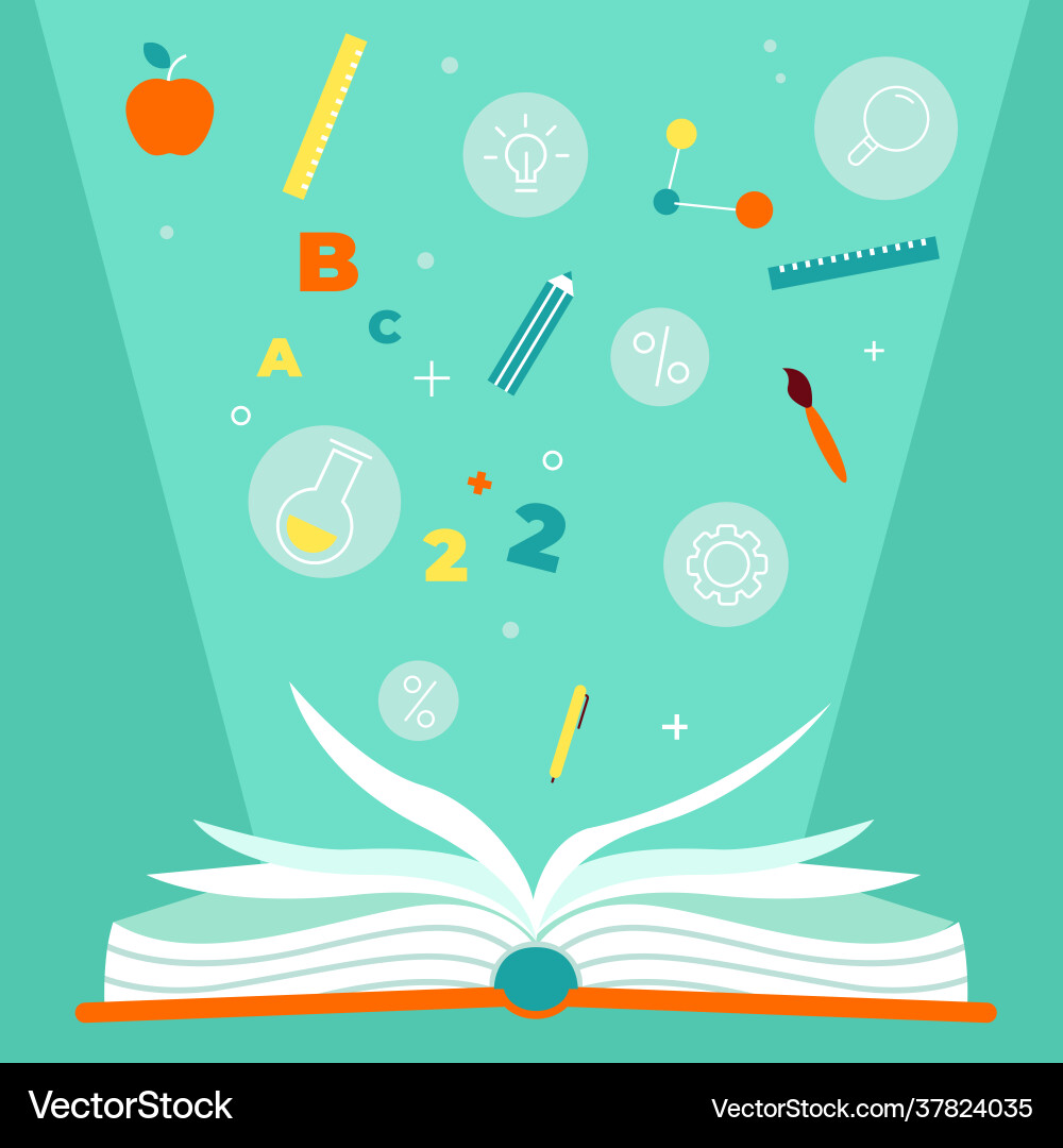 Educational book open textbook with education Vector Image