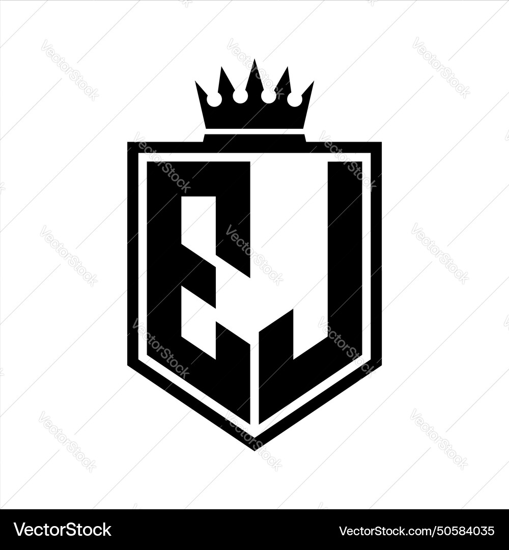 Ej logo monogram bold shield geometric shape Vector Image