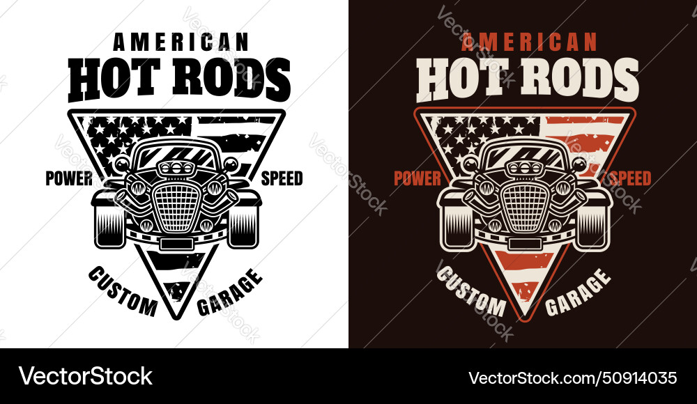 Hot rod emblem label badge or print Royalty Free Vector