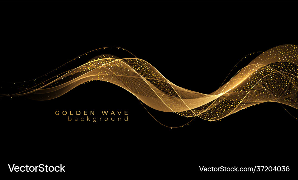 Abstract gold waves shiny golden moving lines Vector Image