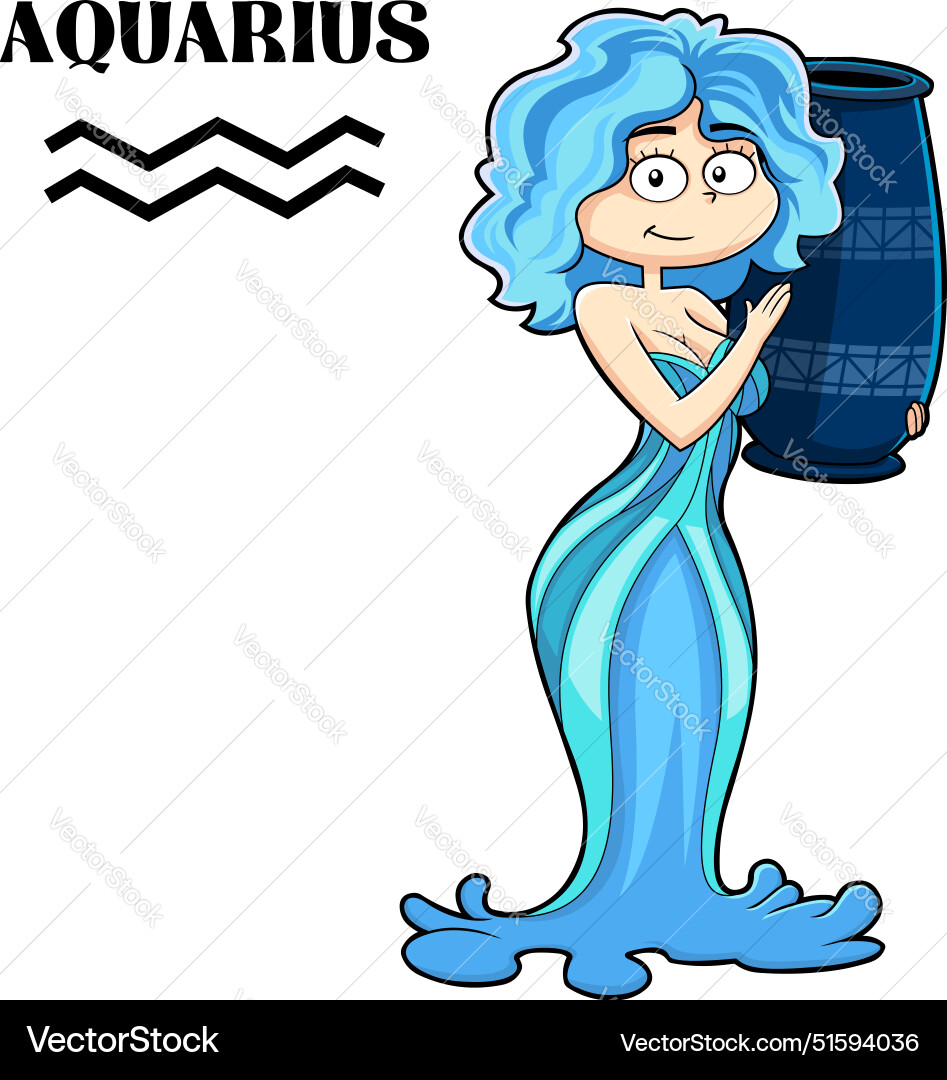 Aquarius cartoon character horoscope Royalty Free Vector