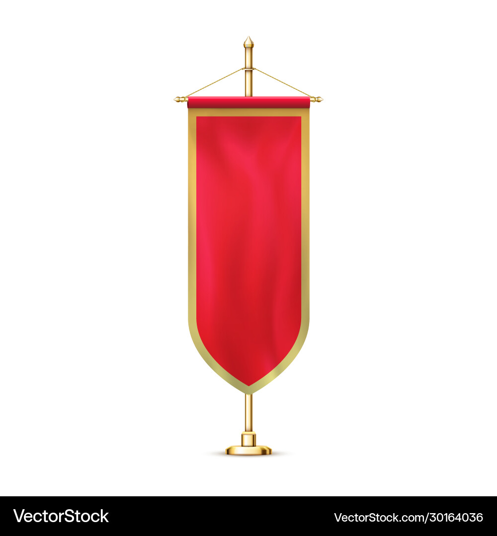 Blank red pennant flag mockup banner hanging Vector Image