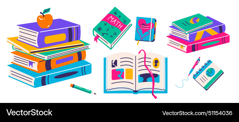 Book stacks of school books Royalty Free Vector Image