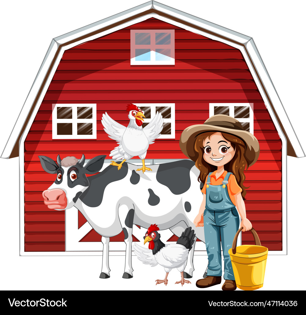 Cute farmer cartoon character Royalty Free Vector Image