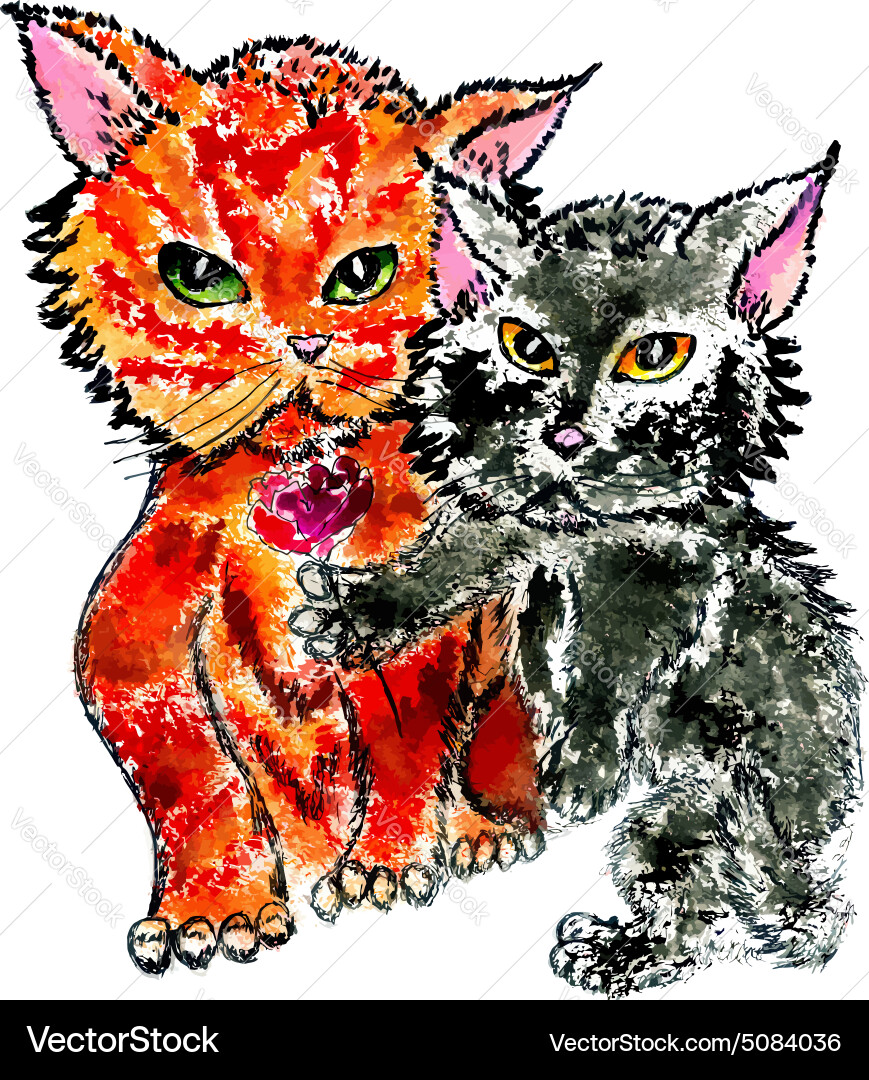 Cute kittens Royalty Free Vector Image - VectorStock