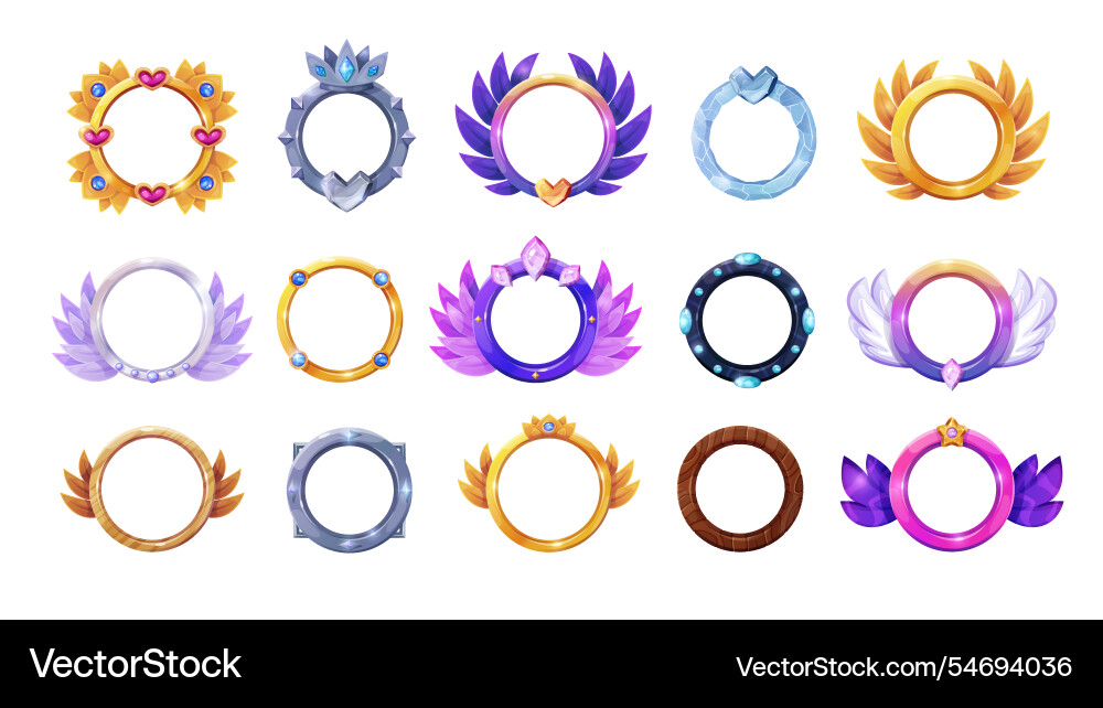 Game avatar borders fantasy gaming user avatars Vector Image