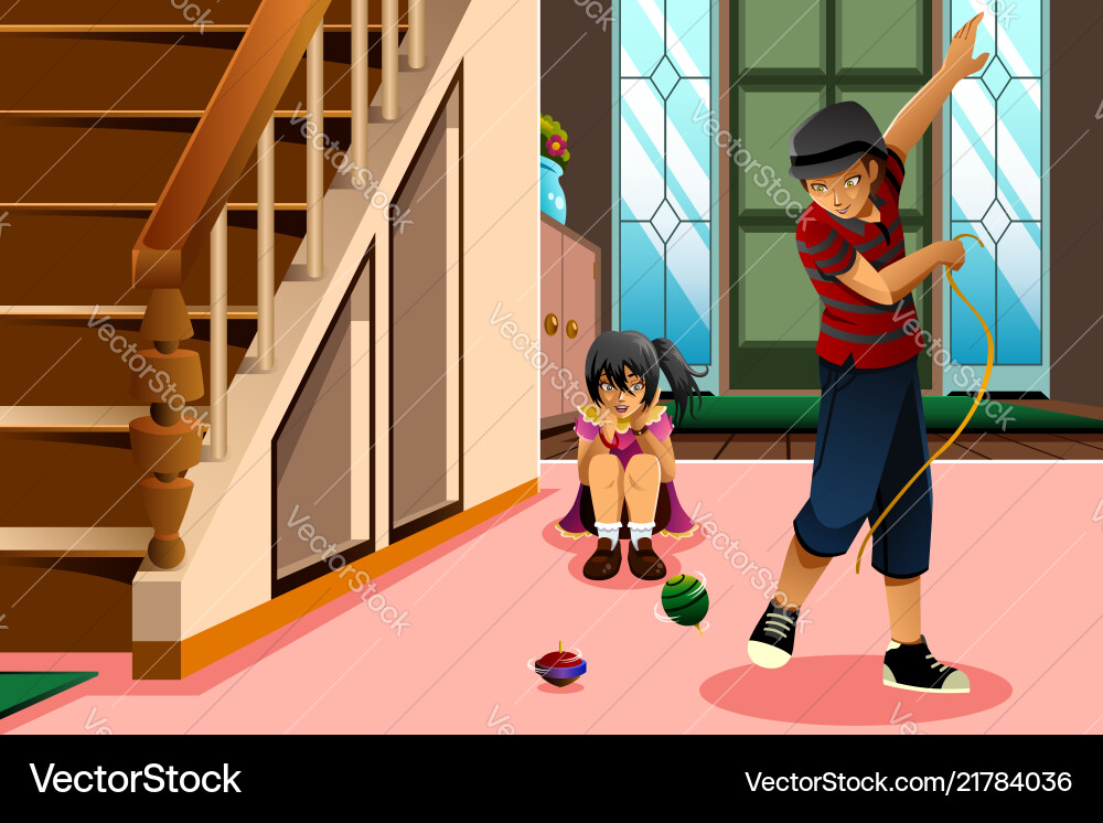 Kids playing spinning top Royalty Free Vector Image