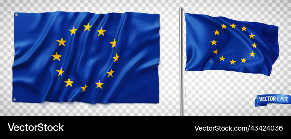 Realistic european flags Royalty Free Vector Image