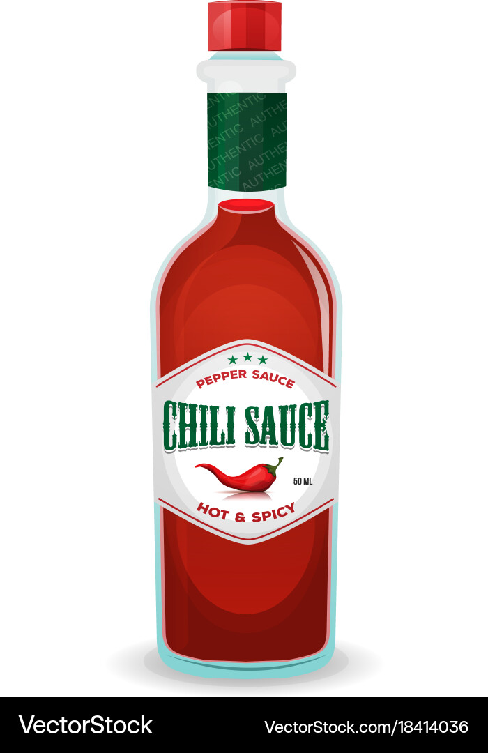 Red Hot Chili Pepper Sauce Bottle Royalty Free Vector Image