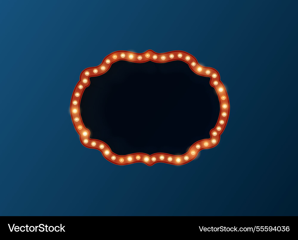 Retro circus abstract oval frame with glowing Vector Image
