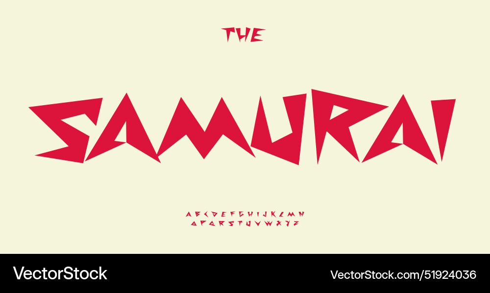 Samurai alphabet asian calligraphic letters red Vector Image