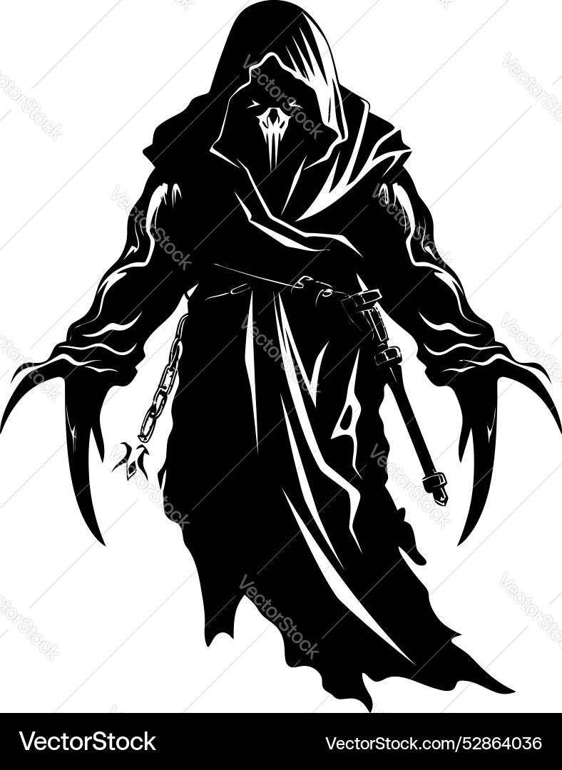 Scythe sentinel reaper emblem with weapons shadow Vector Image