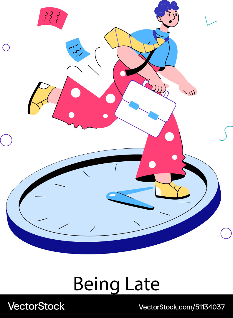 Being late Royalty Free Vector Image - VectorStock