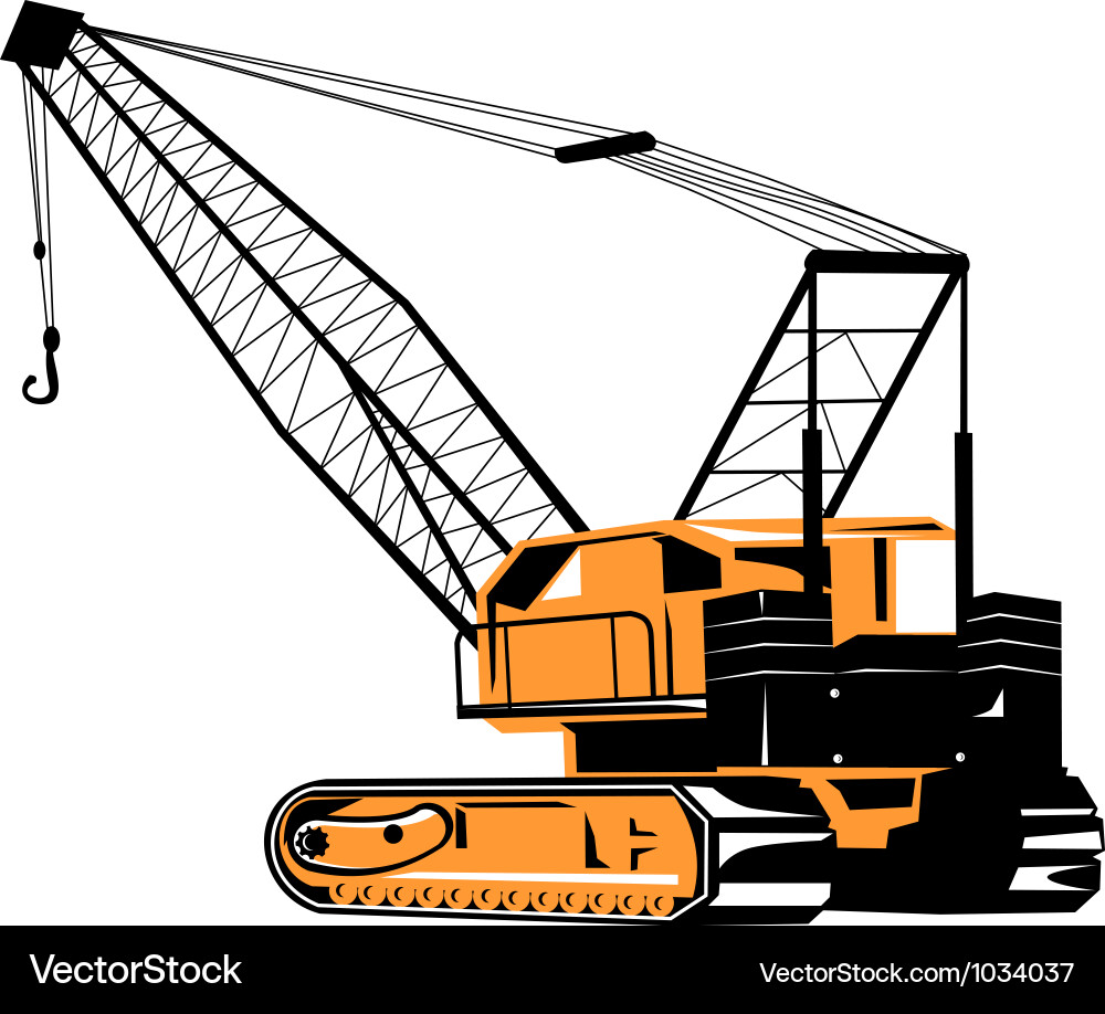 Construction crane hoist retro Royalty Free Vector Image