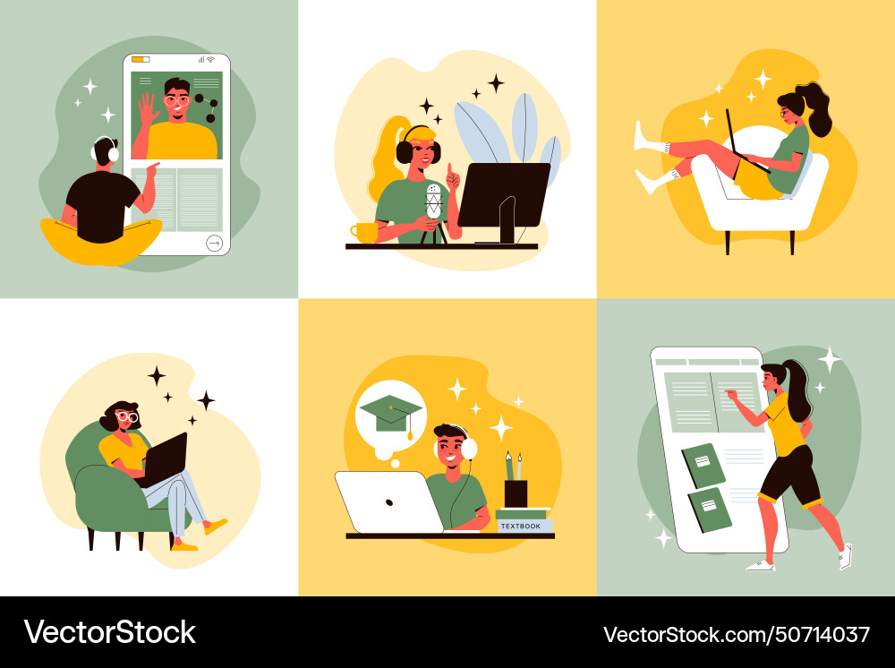 Distance learning design concept Royalty Free Vector Image