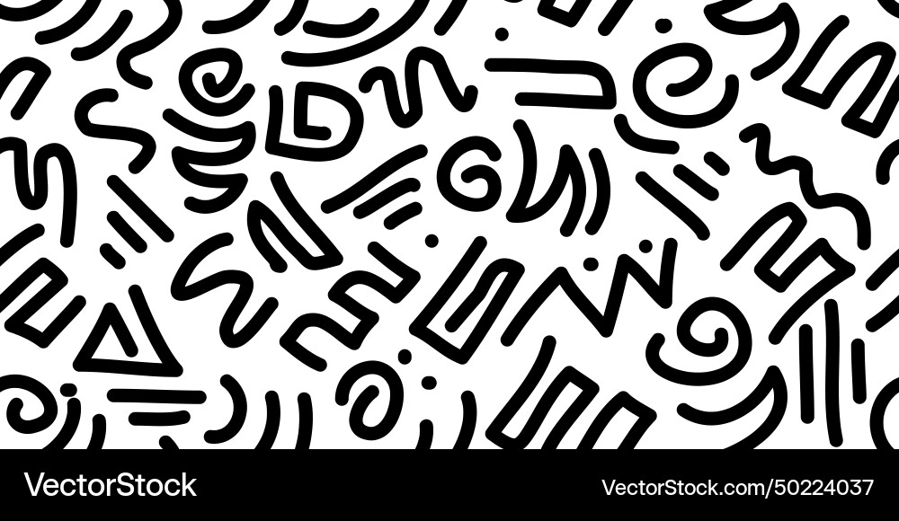 Funny lines doodle seamless pattern background Vector Image