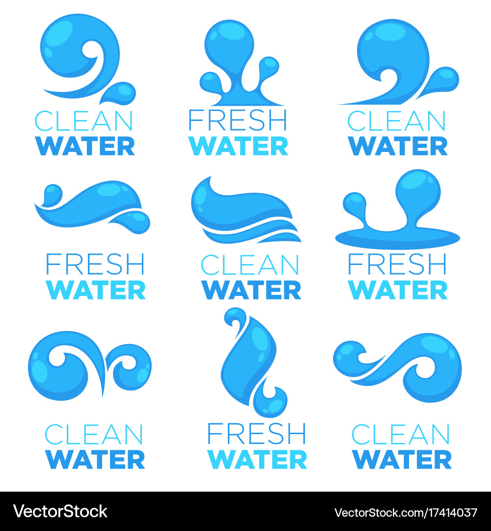 Natural water logo labels and stickers Royalty Free Vector