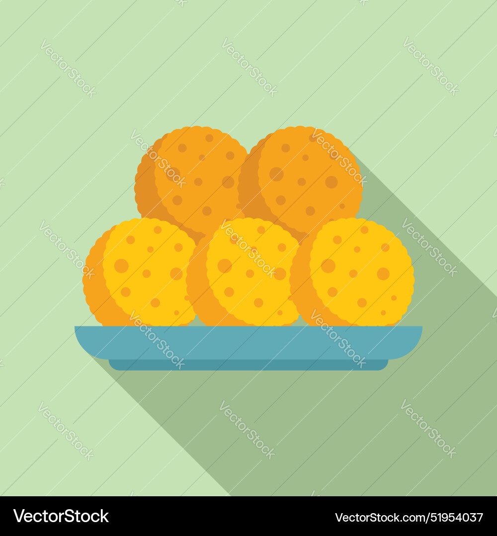 Plate holding five delicious round cookies Vector Image