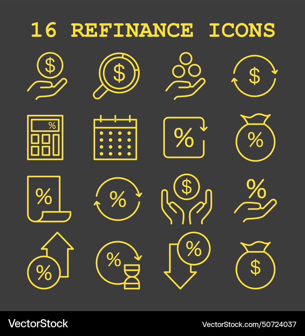 Refinance process icon dark or night mode set Vector Image