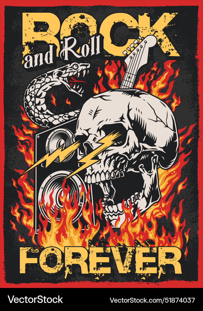 Rock And Roll Poster Colorful Royalty Free Vector Image