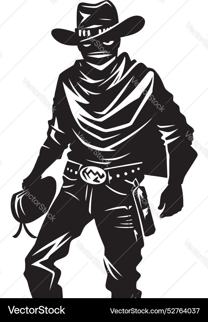 Rustlers rendezvous cartoon cowboy robber emblem Vector Image