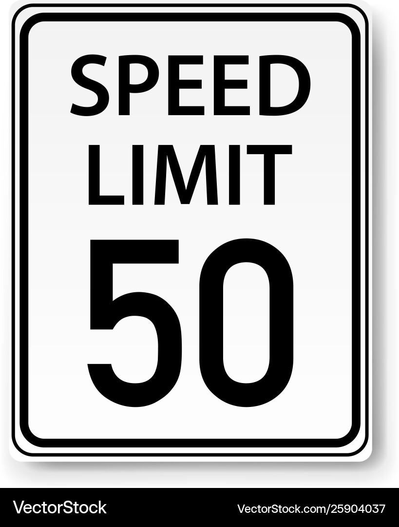 Speed Limit 50 Sign Isolated Royalty Free Vector Image