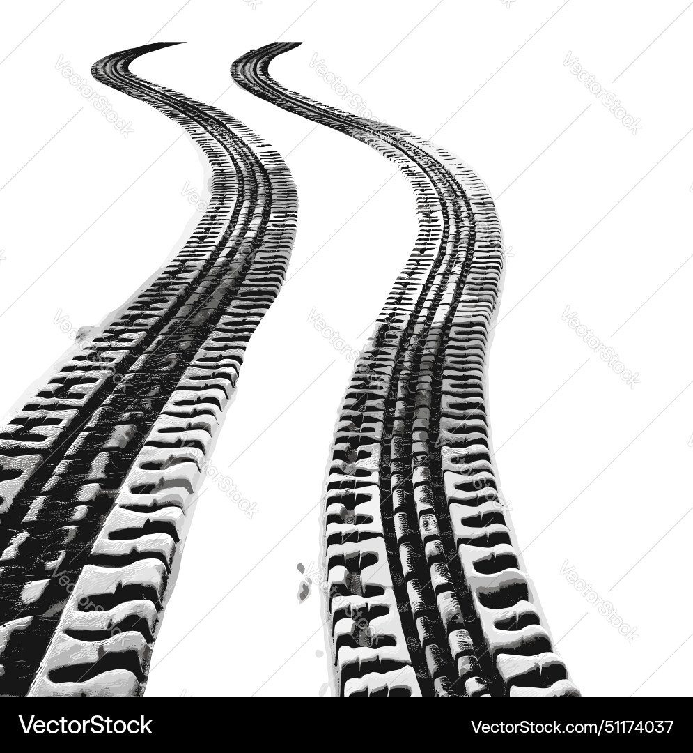 Tire tracks isolated on white Royalty Free Vector Image