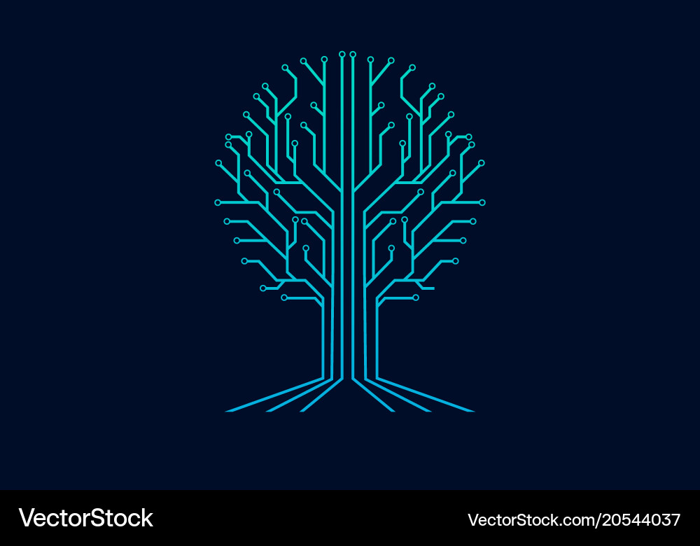 Tree technology symbol logo Royalty Free Vector Image