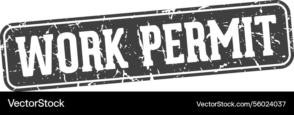 Work permit rectangular sign stamp Royalty Free Vector Image