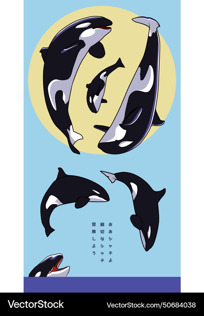 Collection of simple orcas Royalty Free Vector Image