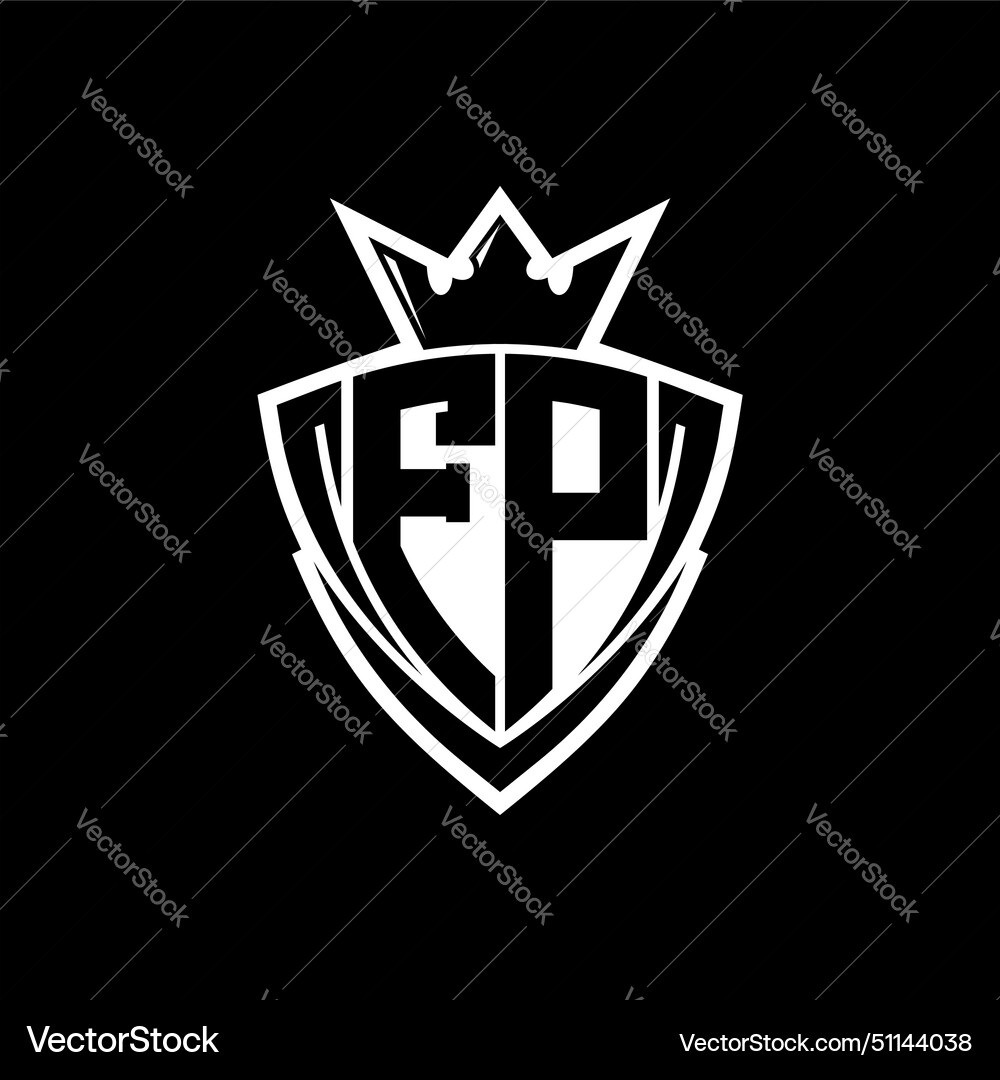 Fp letter logo with sharp triangle shield shape Vector Image