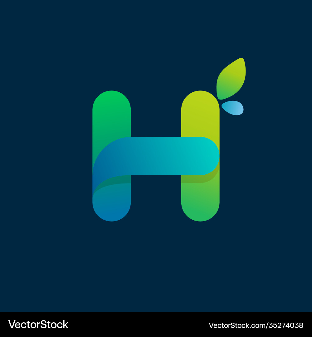 H letter green gradient eco logo Royalty Free Vector Image