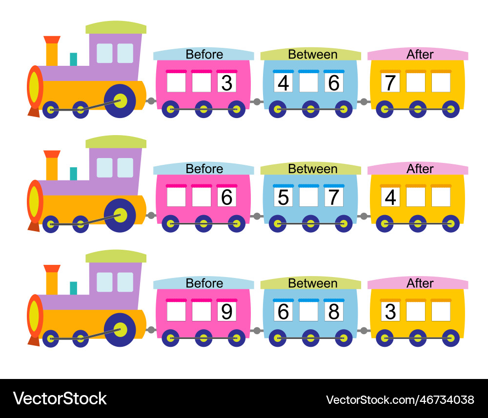 Math Concepts: Before, Between, After Royalty Free Vector