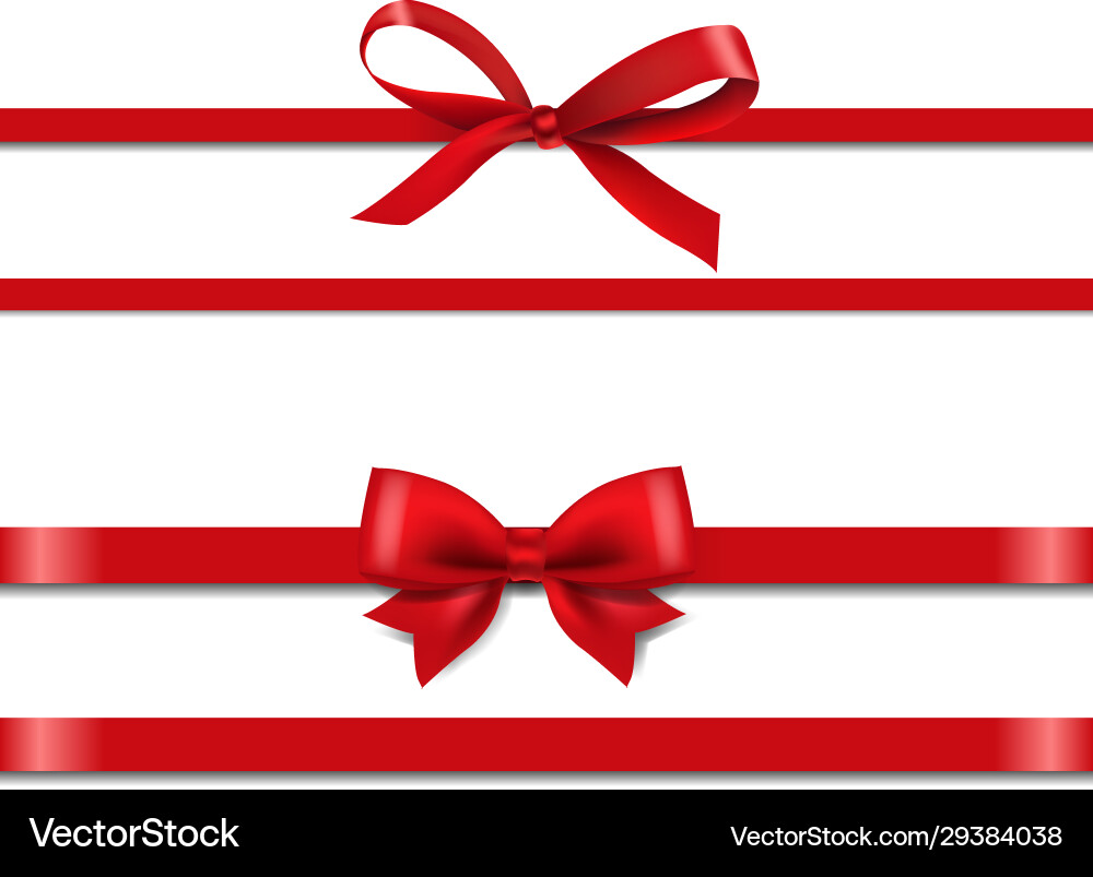 Red silk ribbons set isolated white background Vector Image
