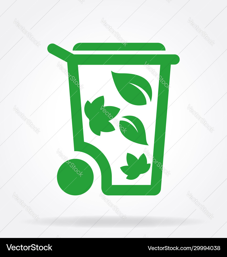 Simple green garden waste bin outline symbol Vector Image