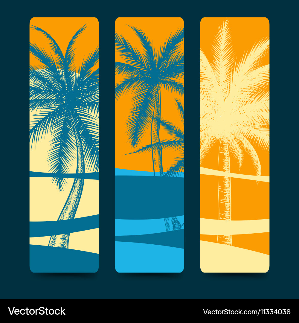 Summer style bookmarks with palm trees Royalty Free Vector