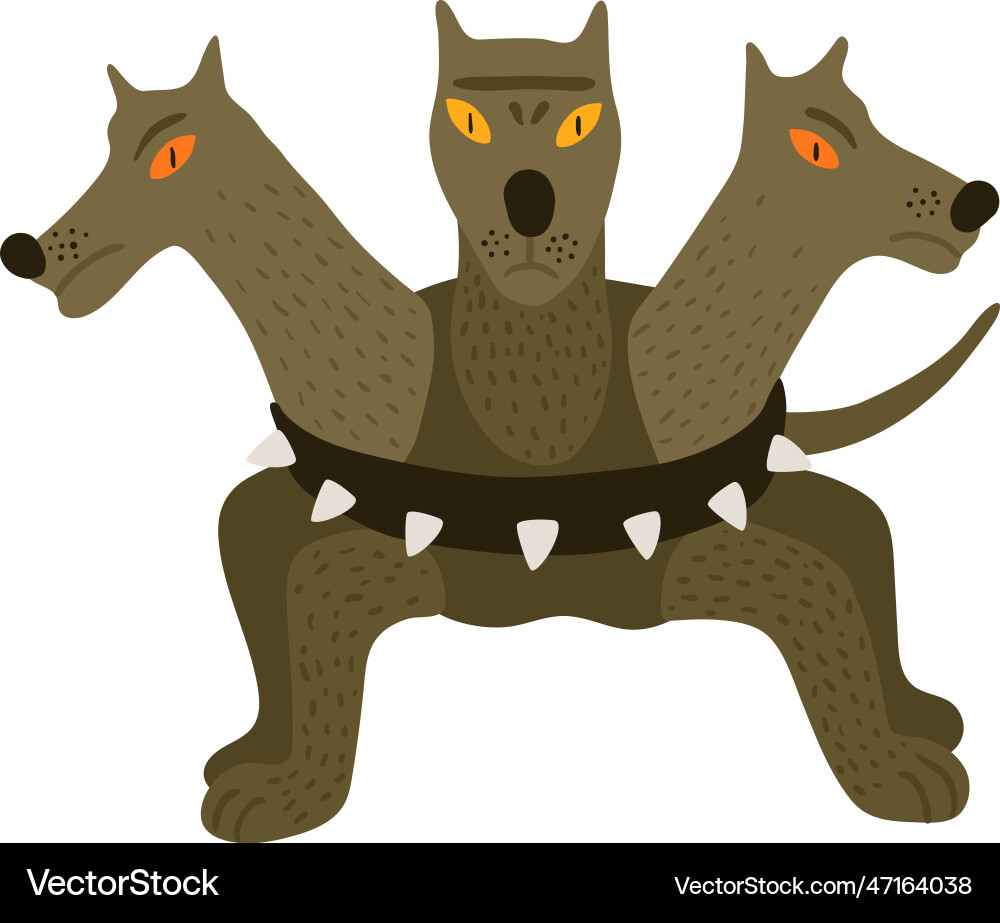 Three headed dog composition Royalty Free Vector Image
