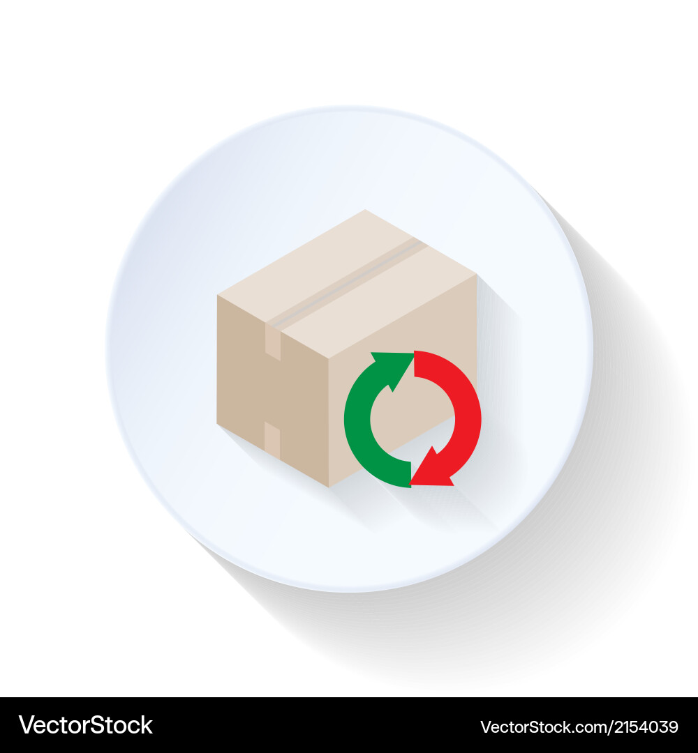 Box with recycling arrow flat icon Royalty Free Vector Image